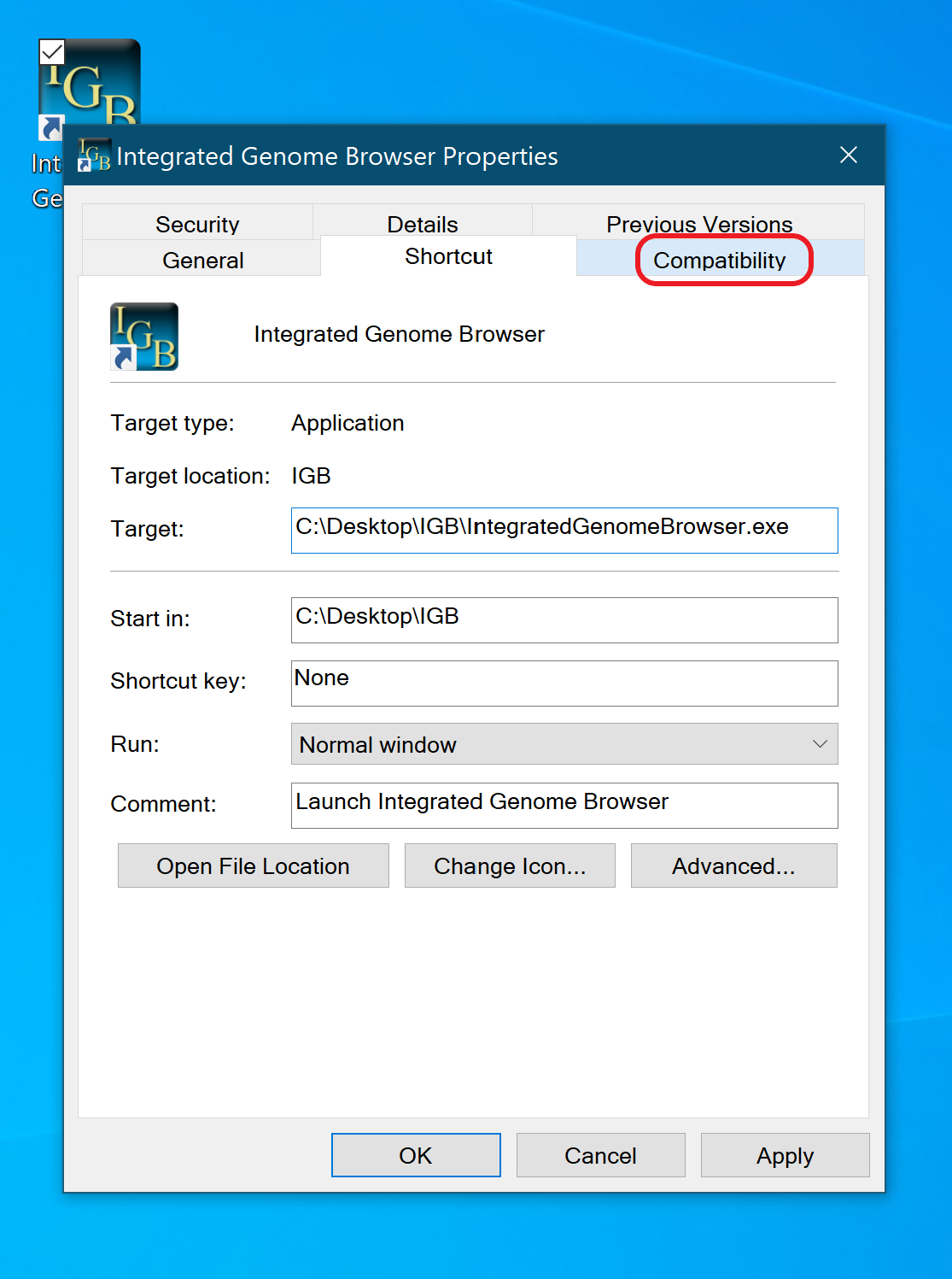 High Dpi Scaling On Windows 10 Igb Users Guide Integrated Genome Browser Help Pages